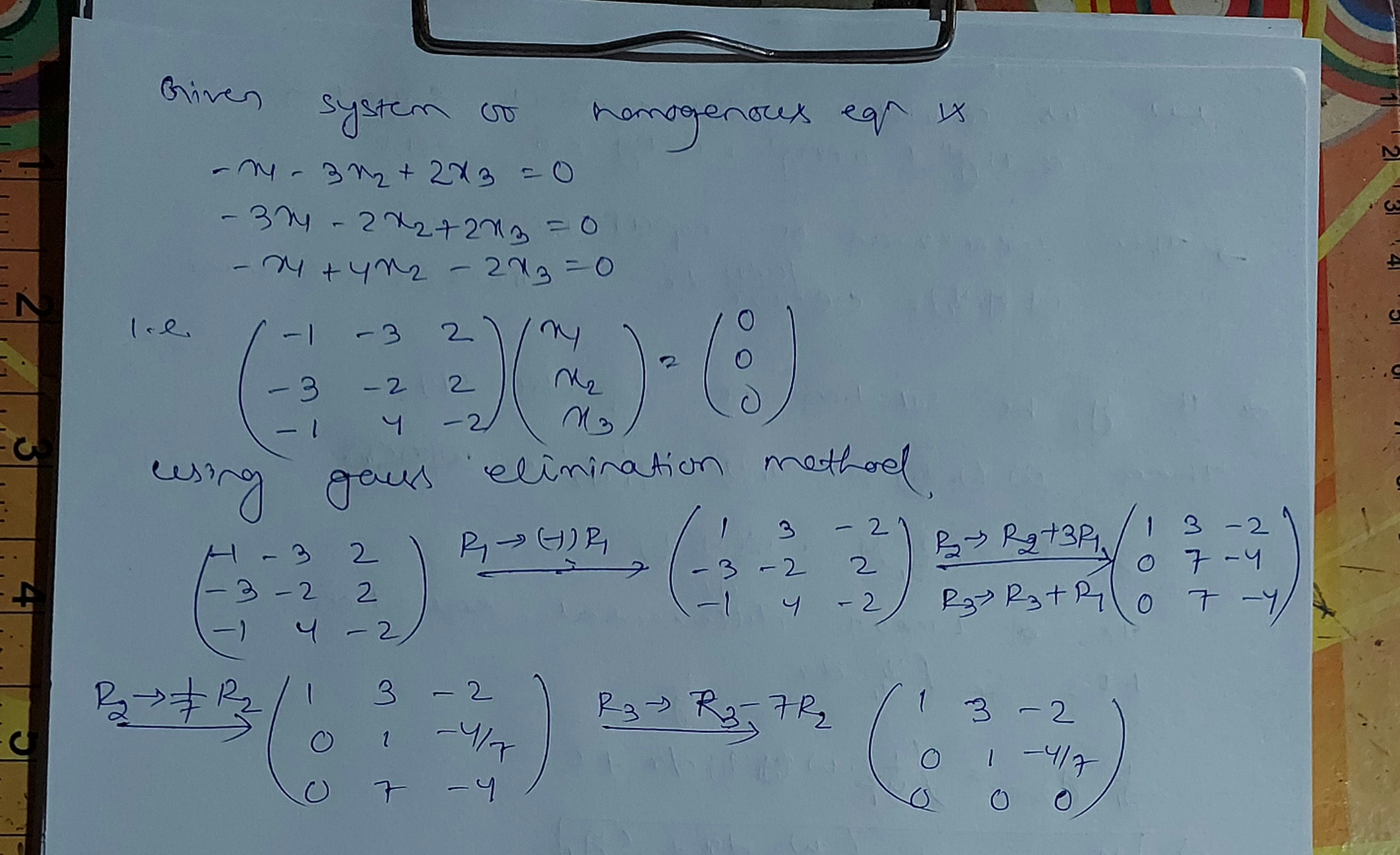 Answered: Problem No. 5.4 -x1 - 3 x2 + 2x3 = 0 -3… | bartleby