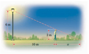 Length of a Shadow A man is walking away from a lamppost with a light ...