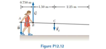 A vaulter holds a 29.4-N pole in equilibrium by exerting an upward ...