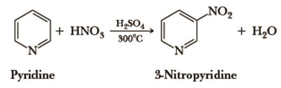 Pyridine undergoes electrophilic aromatic substitution preferentially ...