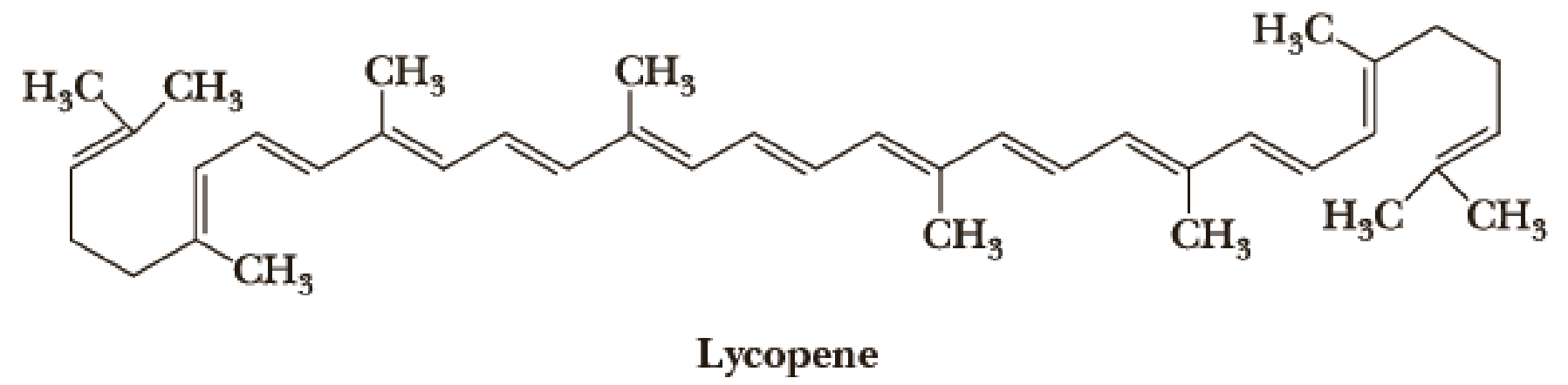 Following is the structural formula of lycopene, C 40 H 56 , a deep-red ...